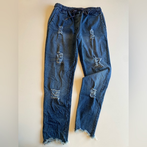 Jeans | Drawstring Ripped Denim Jeans | Poshmark